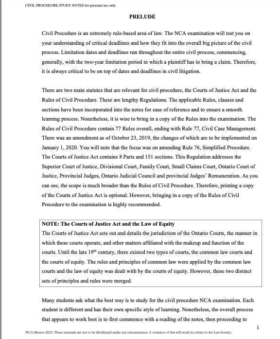 Civil Procedure Package ($160) – NCA Notes™ | Premier NCA, Bar Prep ...
